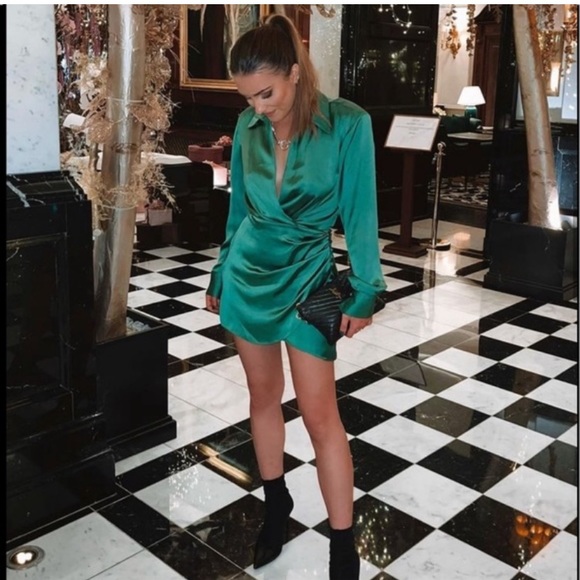 Zara | Dresses | Zara Satin Effect Wrap Dress | Poshmark